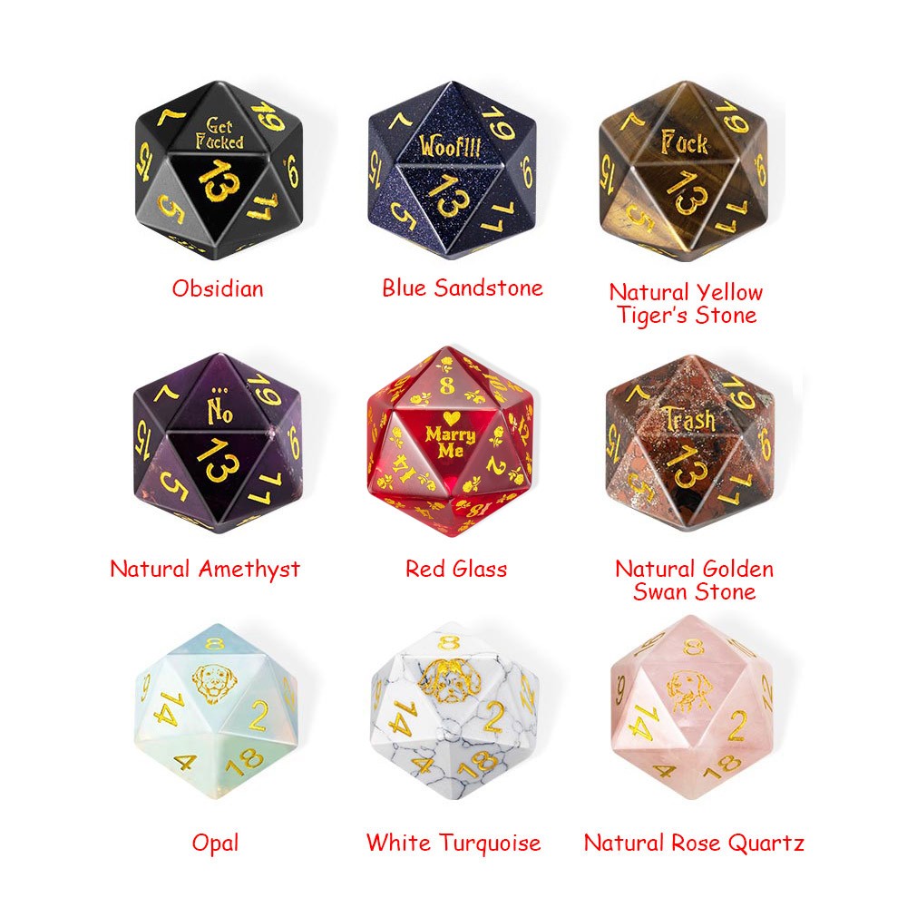 Red Glass Love D20 Dice Valentine's Day Gift-Doldols